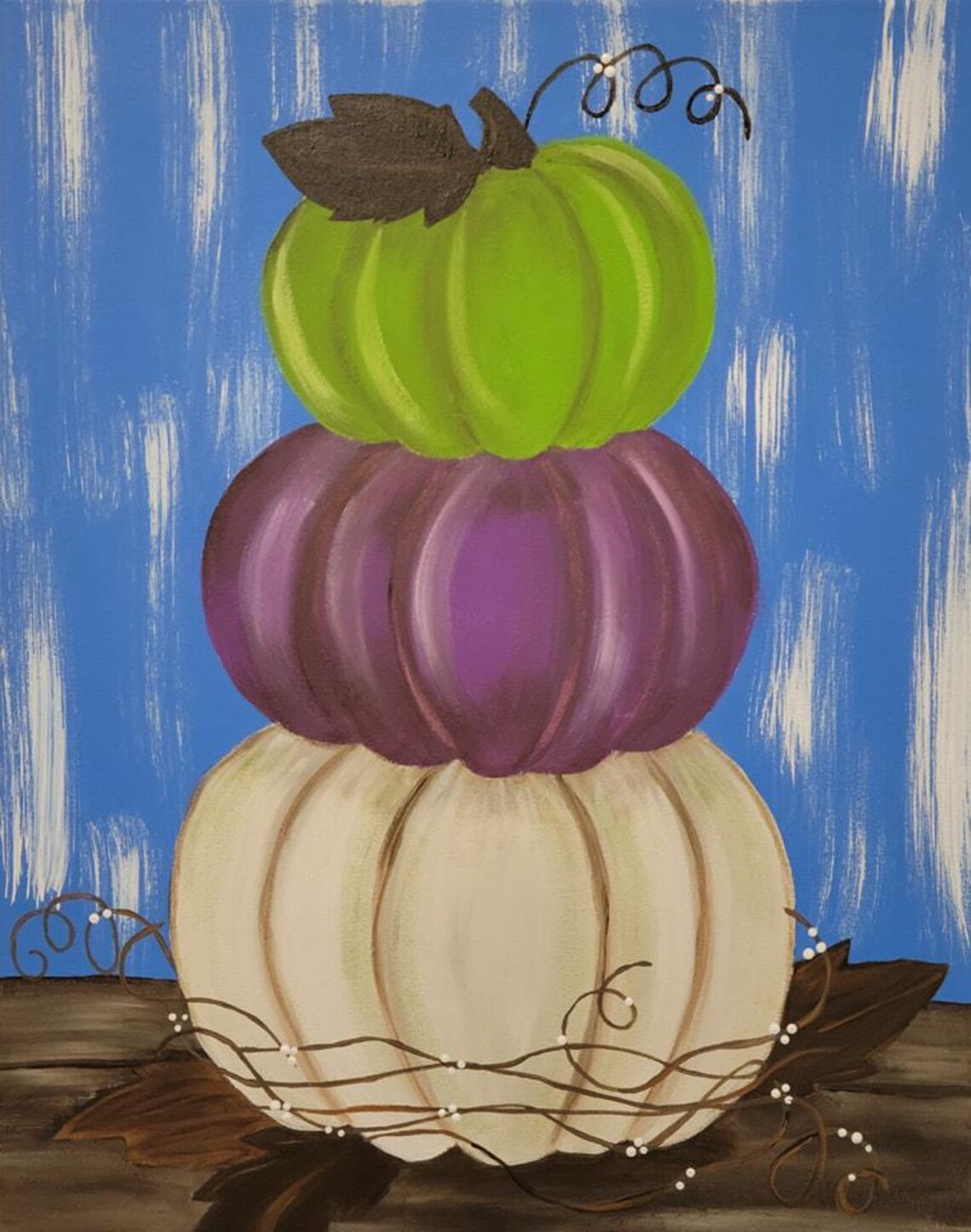 Stacked Pumpkins Canvas Painting - Etsy