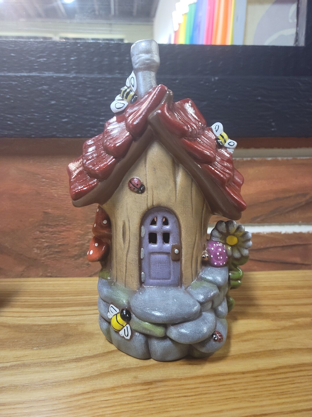 Hand Painted Ceramic Bumble Bee Abode Garden / Fairy House - Etsy