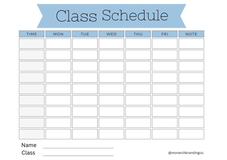 Class Schedule Digital/printable - Etsy