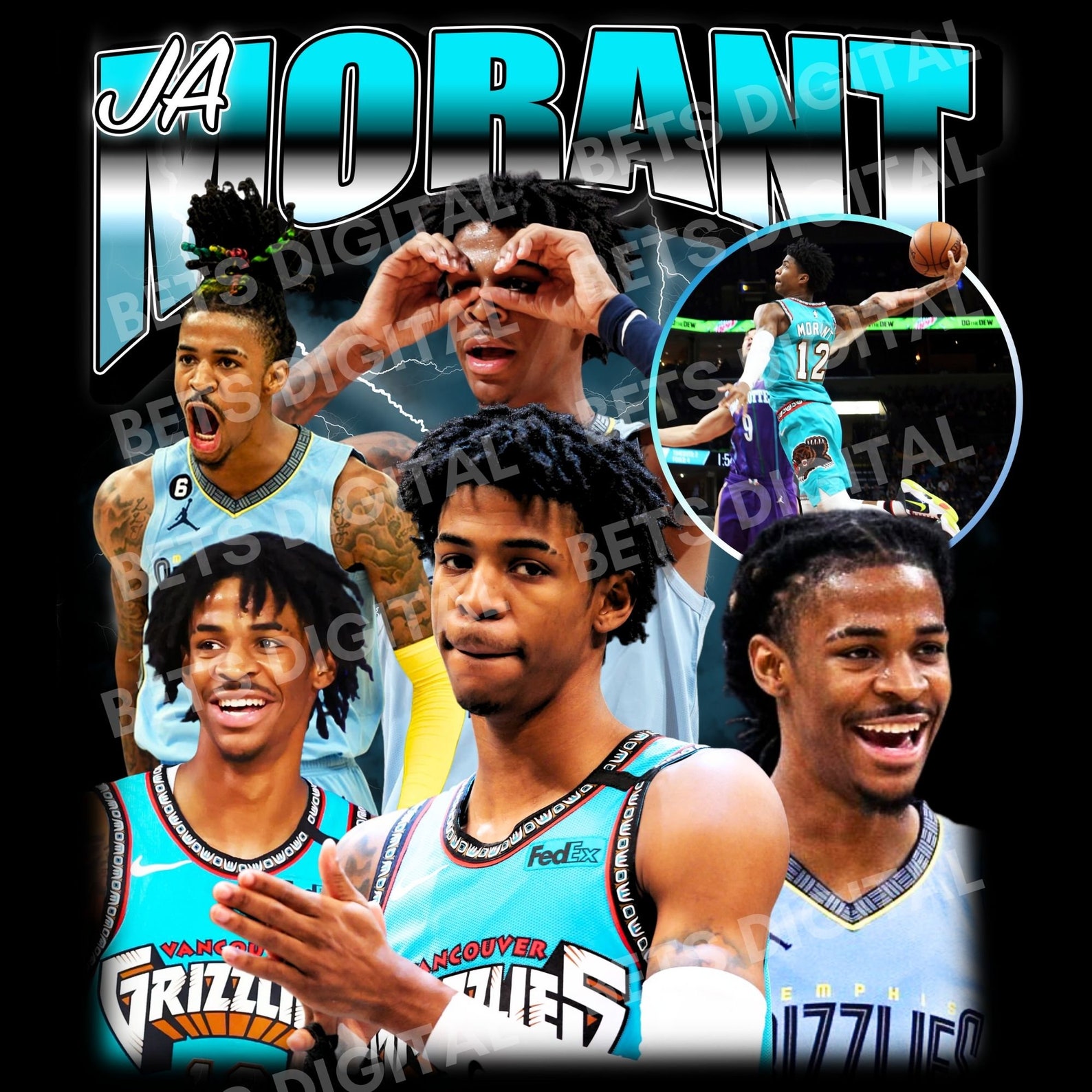 Ja Morant PNG Tshirt Design, Basketball PNG Digital Download ...