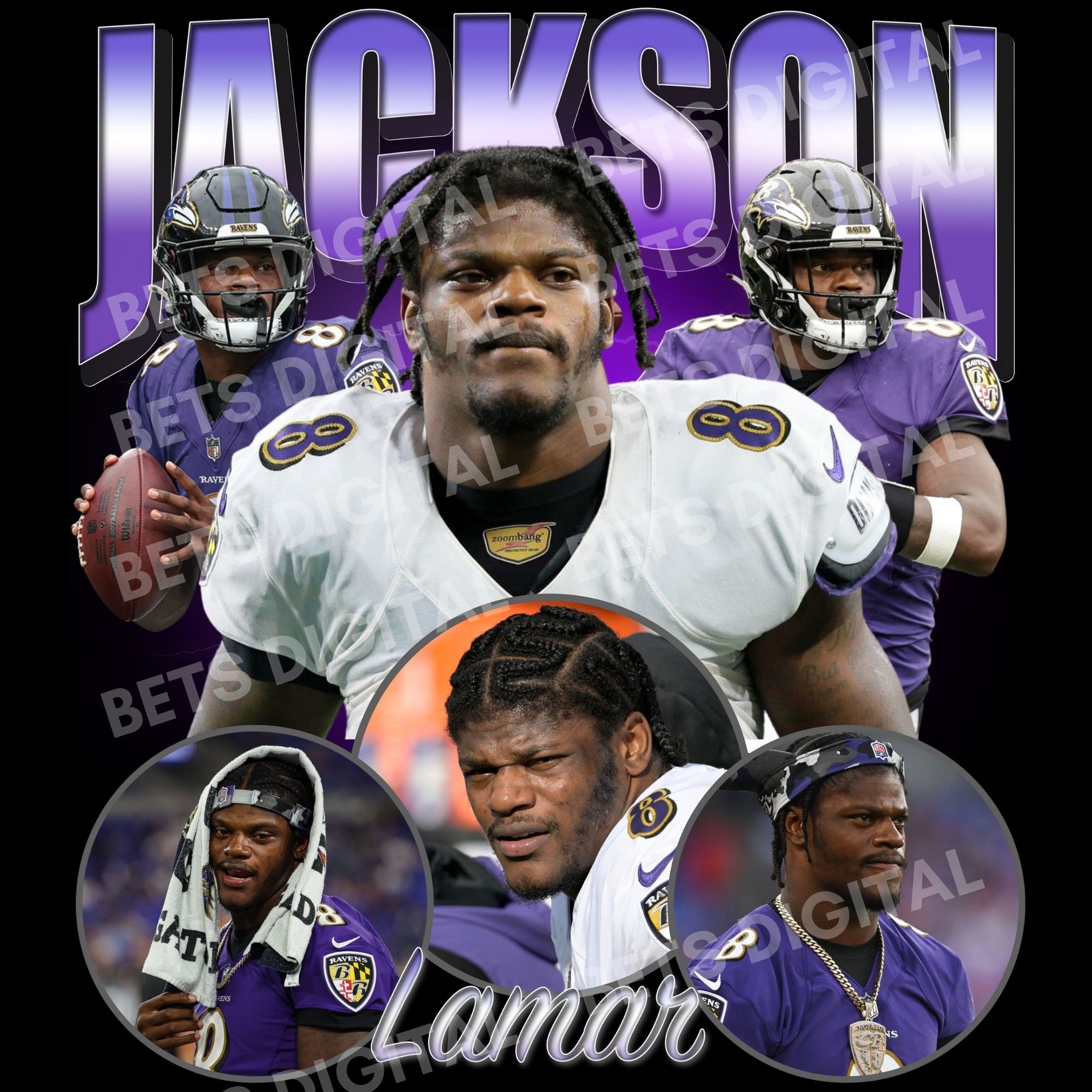 LAMAR JACKSON T Shirt Design. PNG Digital 4500x5100 Px. Ravens Football ...