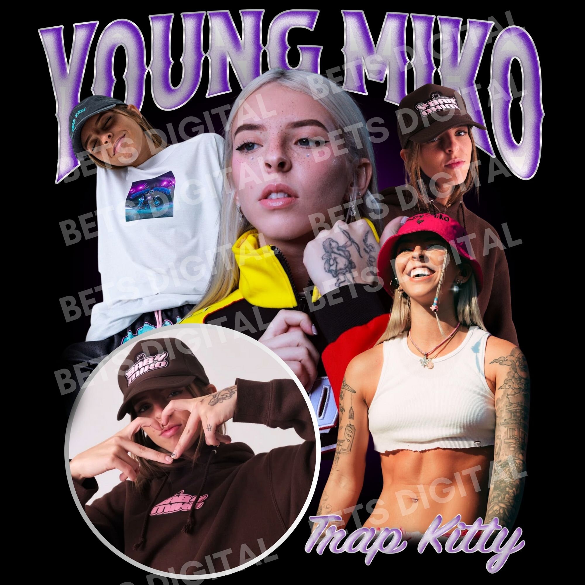 Young Miko T Shirt Design. PNG Digital 4500x5100 Px. Retro, 90s Vintage ...