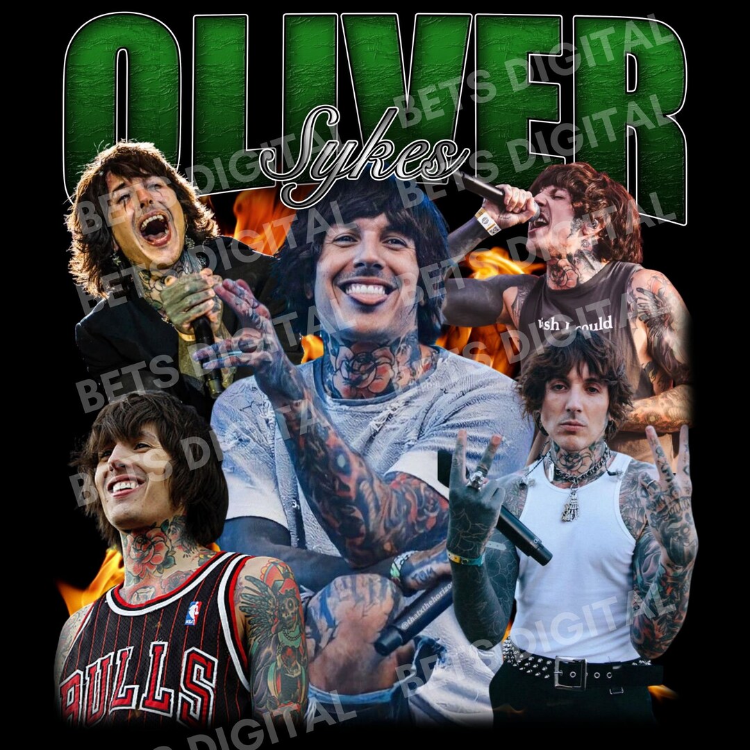 Oliver Sykes PNG T Shirt Design PNG Digital 4500x5100 Px Retro, 90s ...