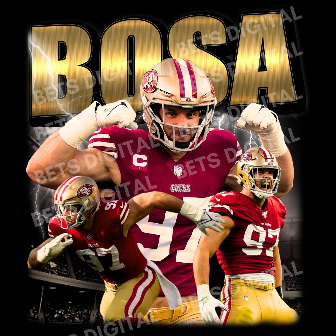 Nick Bosa T Shirt Design. PNG Digital 4500x5100 Px. Retro, 90s Vintage ...
