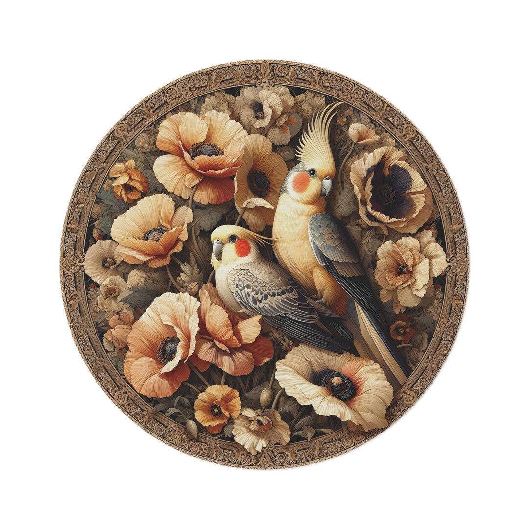 Classic Cockatiel Parrot Rug 5ft Round - Etsy