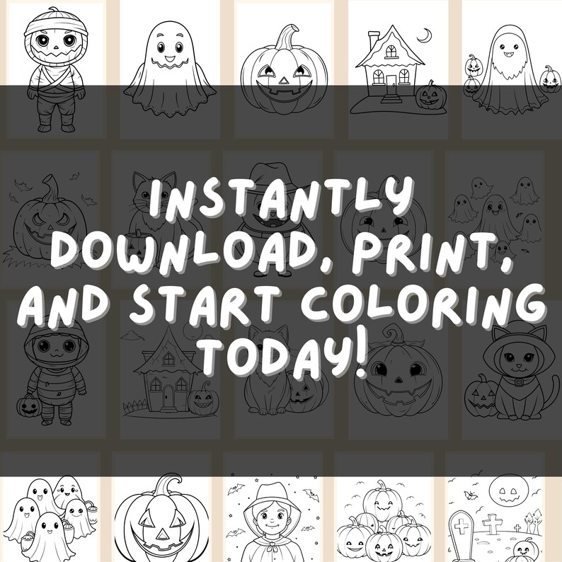 100 Halloween Coloring Pages, Cozy Friendly Halloween Coloring Bundle ...