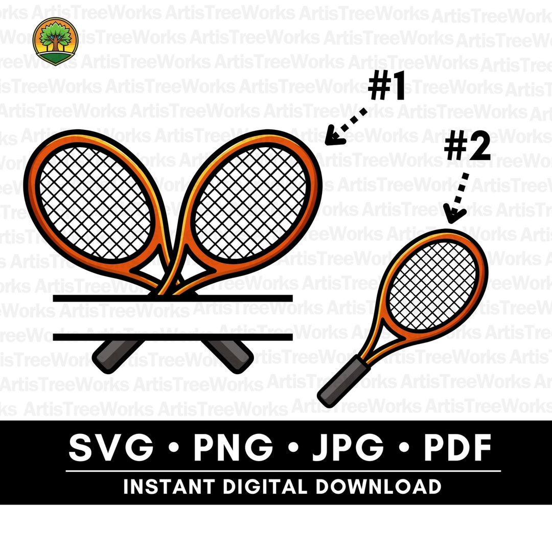 Tennisracket SVG, Split Name Tennis Racket SVG, Vector Cut File, Tennis ...
