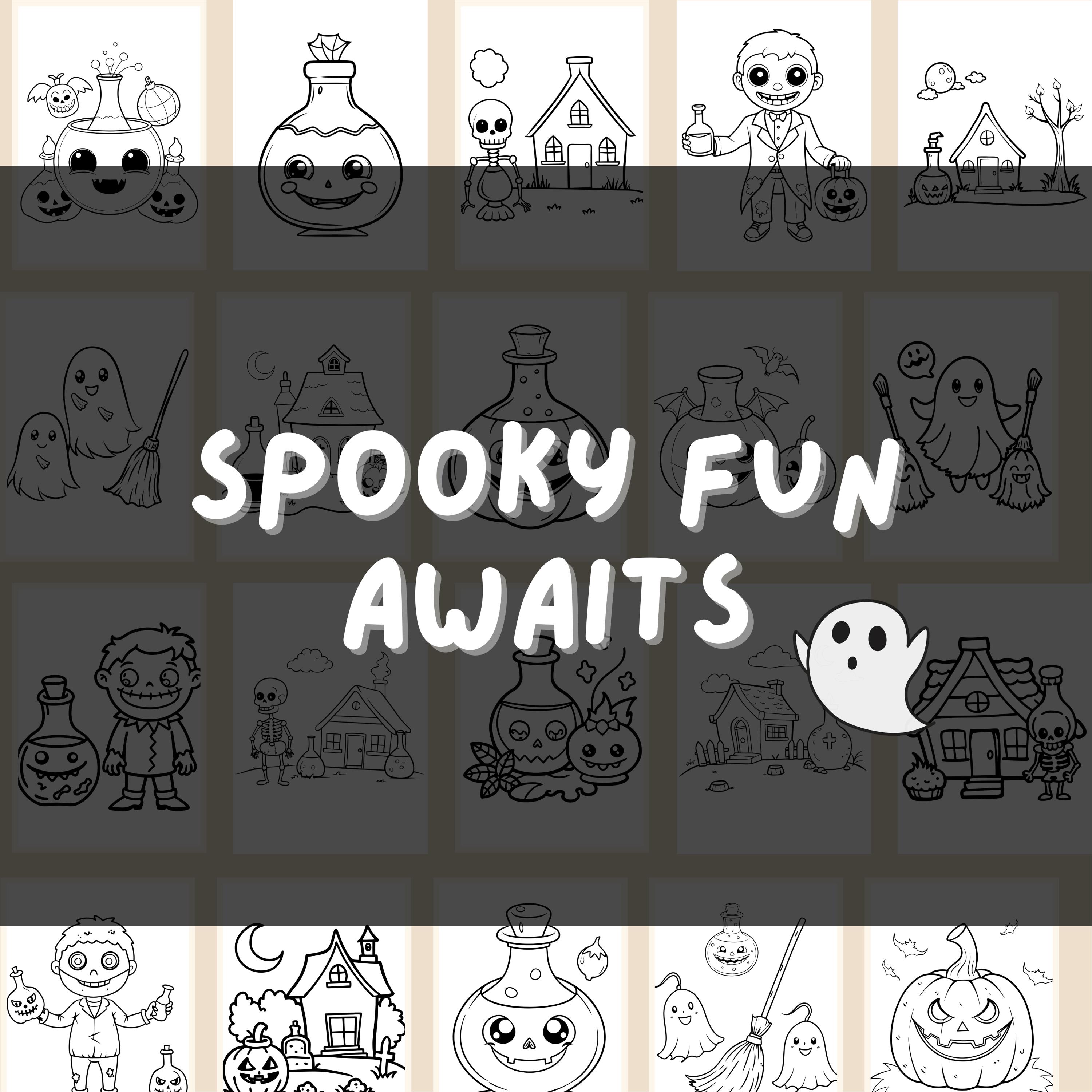 100 Halloween Coloring Pages, Cozy Friendly Halloween Coloring Bundle ...