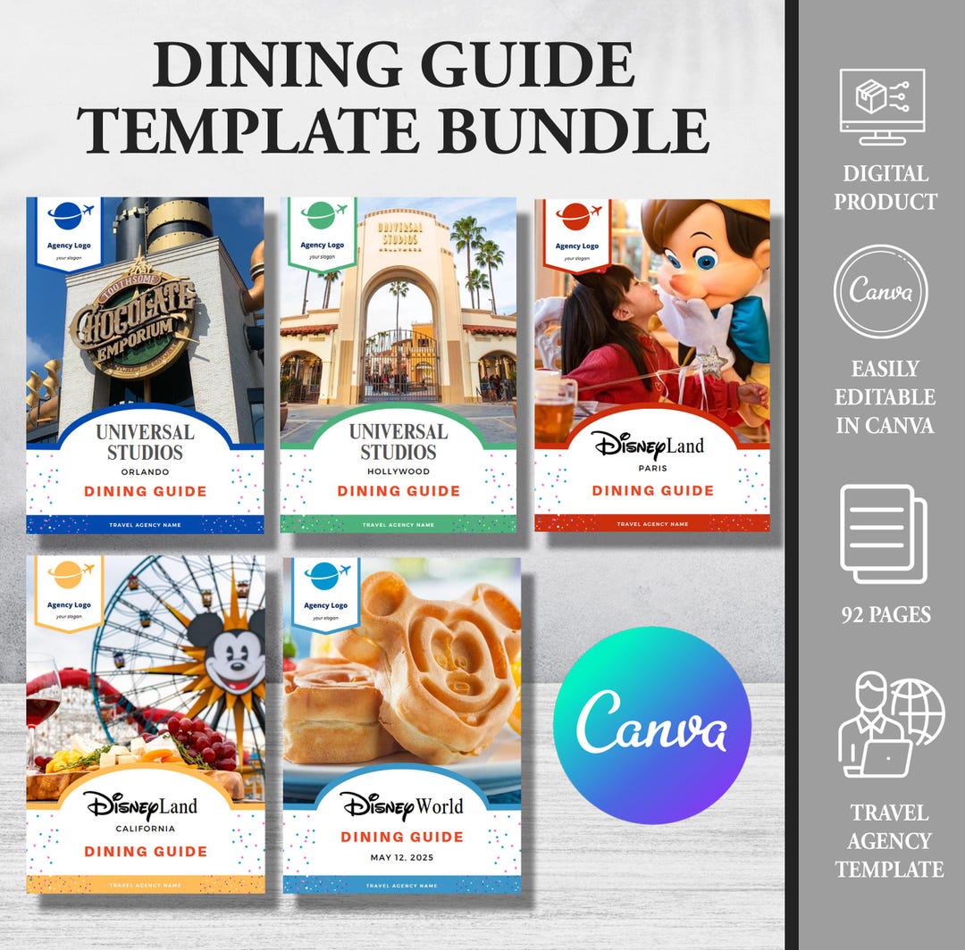 Travel Agent 5 Theme Parks Dining Guide BUNDLE, Restaurant and Food ...