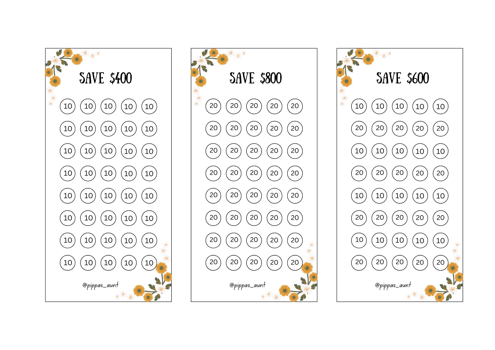 Flower Savings Trackers Version 3 Set of 3 - Etsy