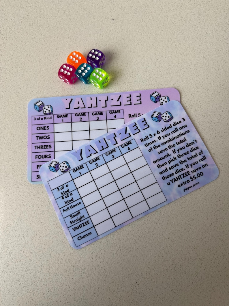 Yahtzee Savings Challenge - Etsy