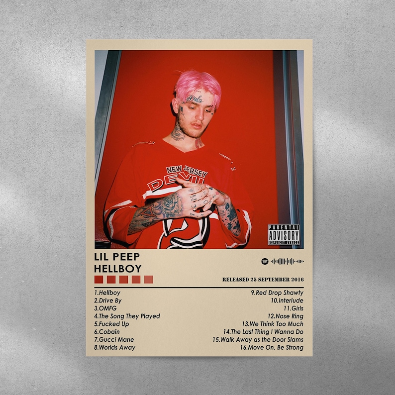 Lil Peep Poster Print | Hellboy Album Poster | Music Poster | Album ...