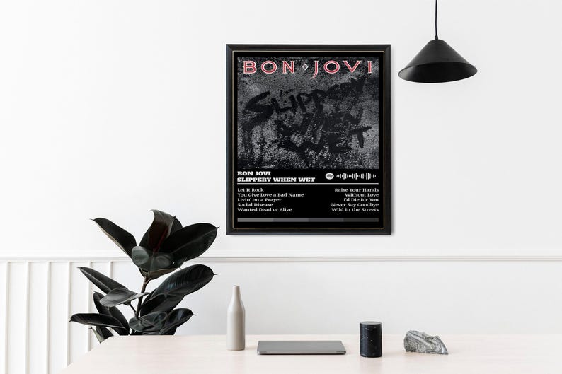 Bon Jovi Poster Print Slippery When Wet Poster Music Poster Album Cover ...