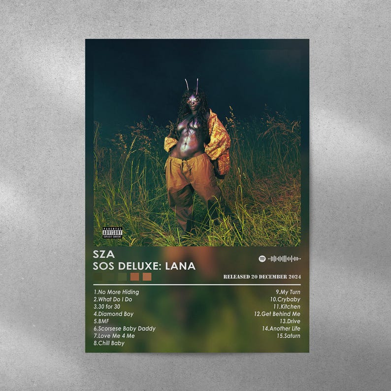 Sza Poster Print SOS: Deluxe LANA Poster Music Poster Album Cover ...