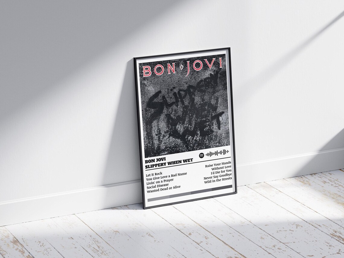 Bon Jovi Poster Print Slippery When Wet Poster Music Poster Album Cover ...
