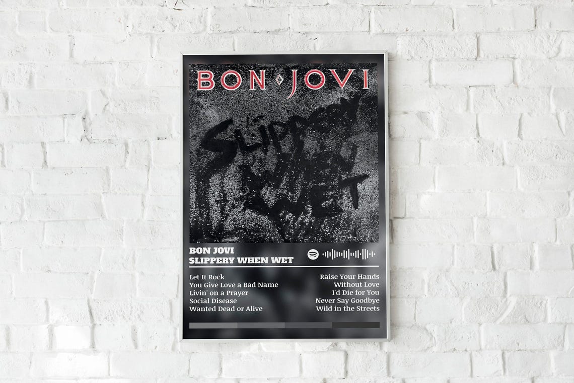 Bon Jovi Poster Print Slippery When Wet Poster Music Poster Album Cover ...