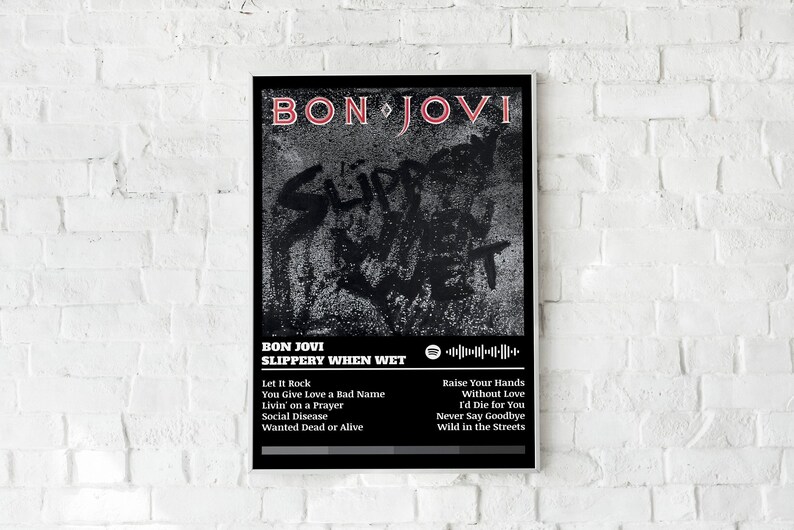 Bon Jovi Poster Print Slippery When Wet Poster Music Poster Album Cover ...