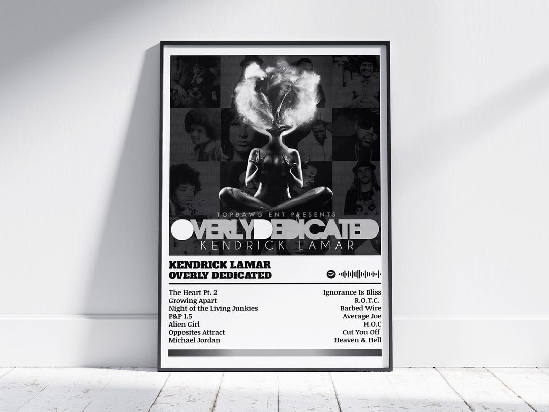 Kendrick Lamar Poster Print Overly Dedicated Album Poster Music Poster ...