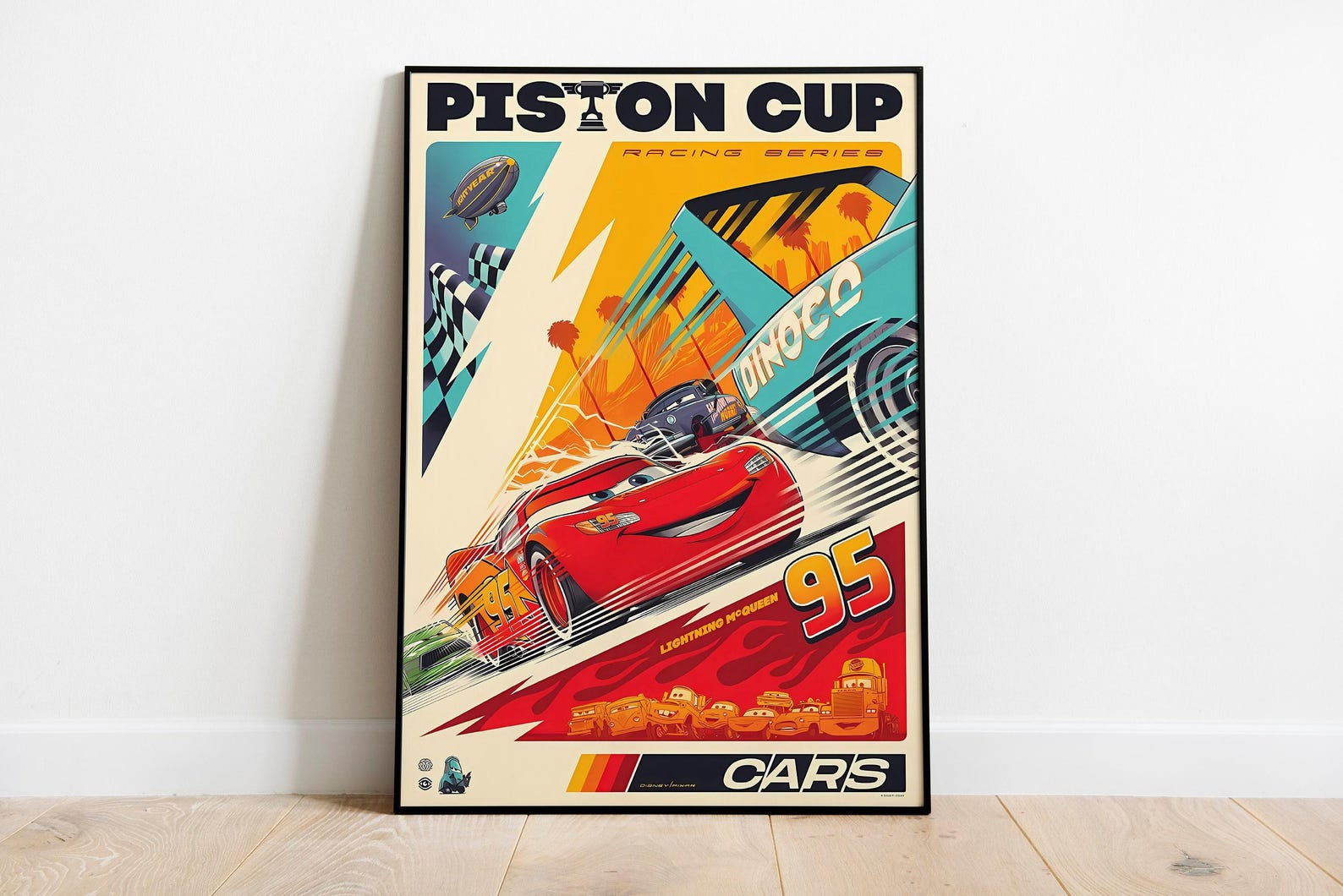 Piston Cup Retro Movie Poster – Dinoco Car- Minimalist Art - Retro ...