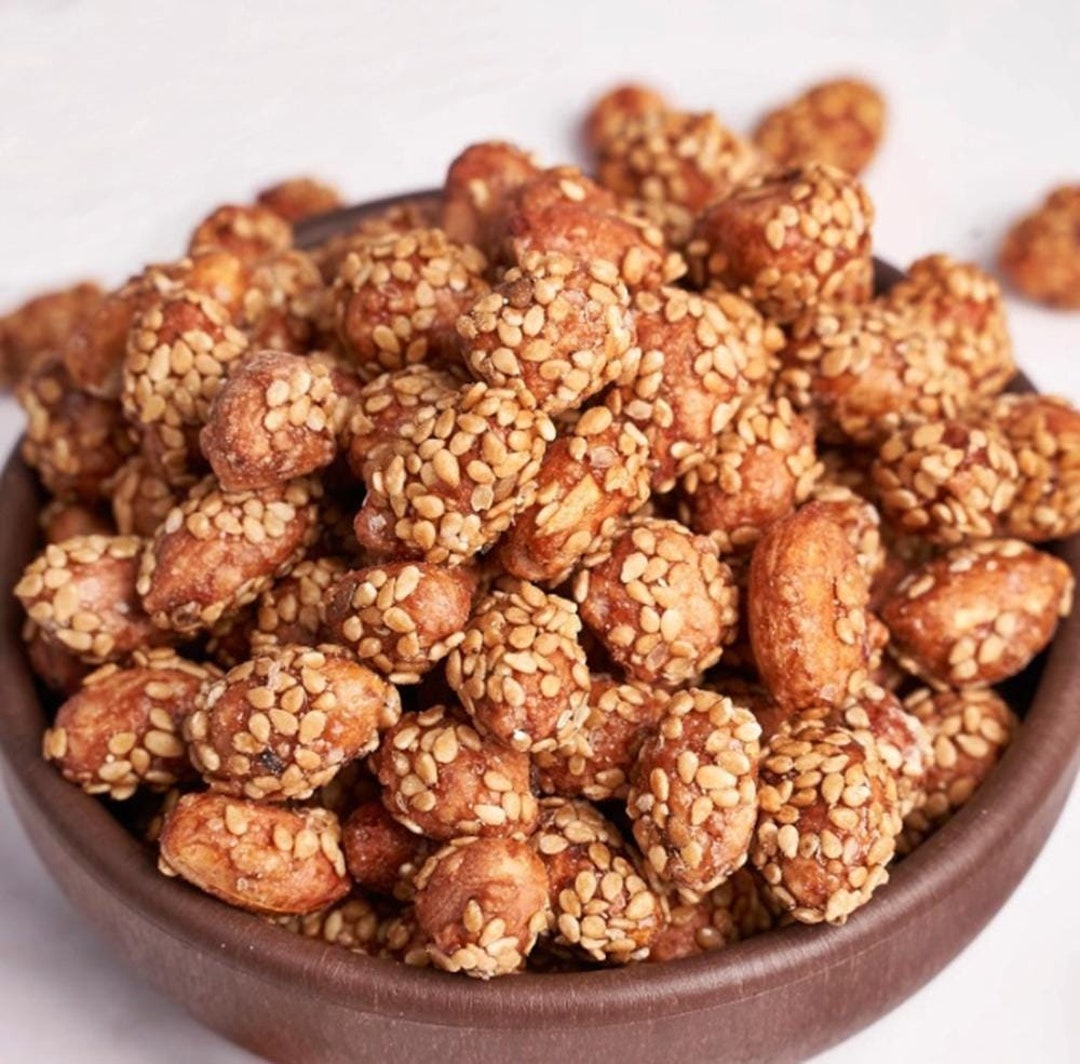 Honey Sesame Roasted Peanuts: Sweet & Salty Handcrafted Snack - Etsy