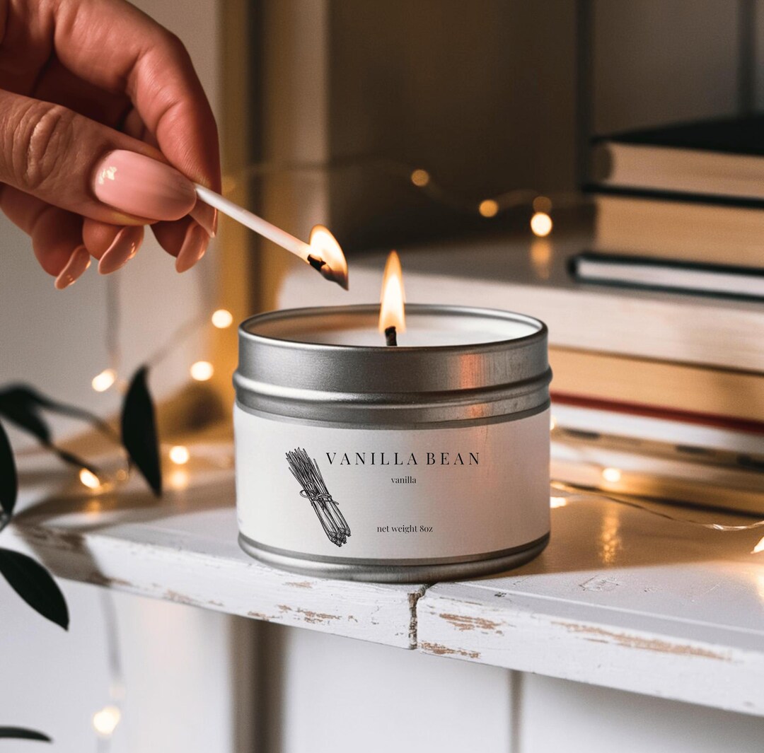 VANILLA BEAN Scented 8oz Tinted Candles, Mini Travel Candle, Very ...