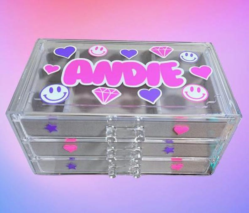 Girls Jewelry Box / Organizer Acrylic Kids Birthday Gift Acrylic ...