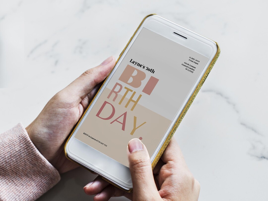 Editable Digital Birthday Invitation - Modern Neutral - Etsy