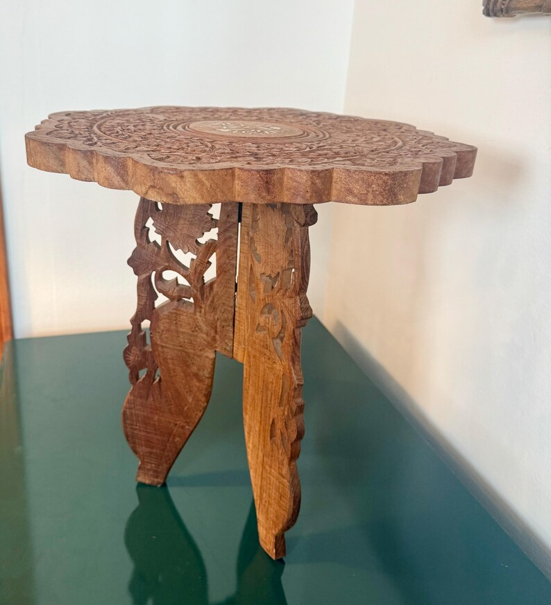 Vintage Carved Wood Folding Plant Stand/ Side Table - Etsy
