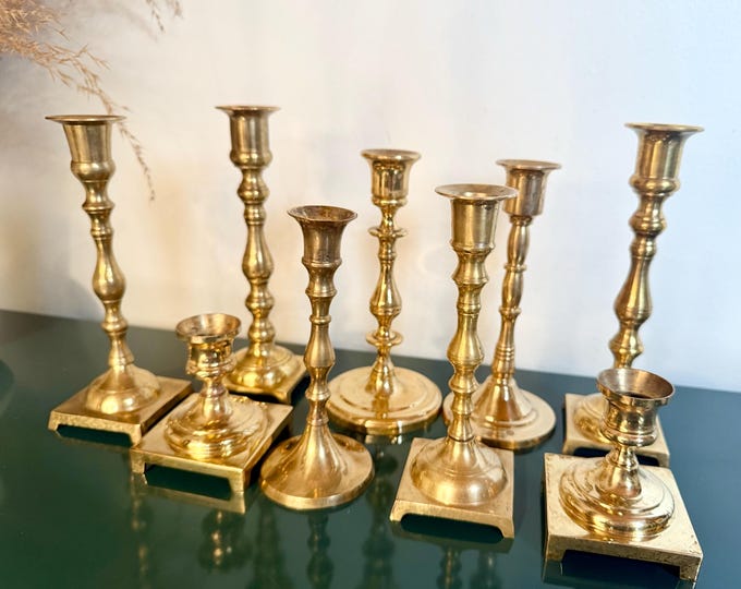 Eclectic Grouping of Nine Vintage Brass Candlesticks - Etsy
