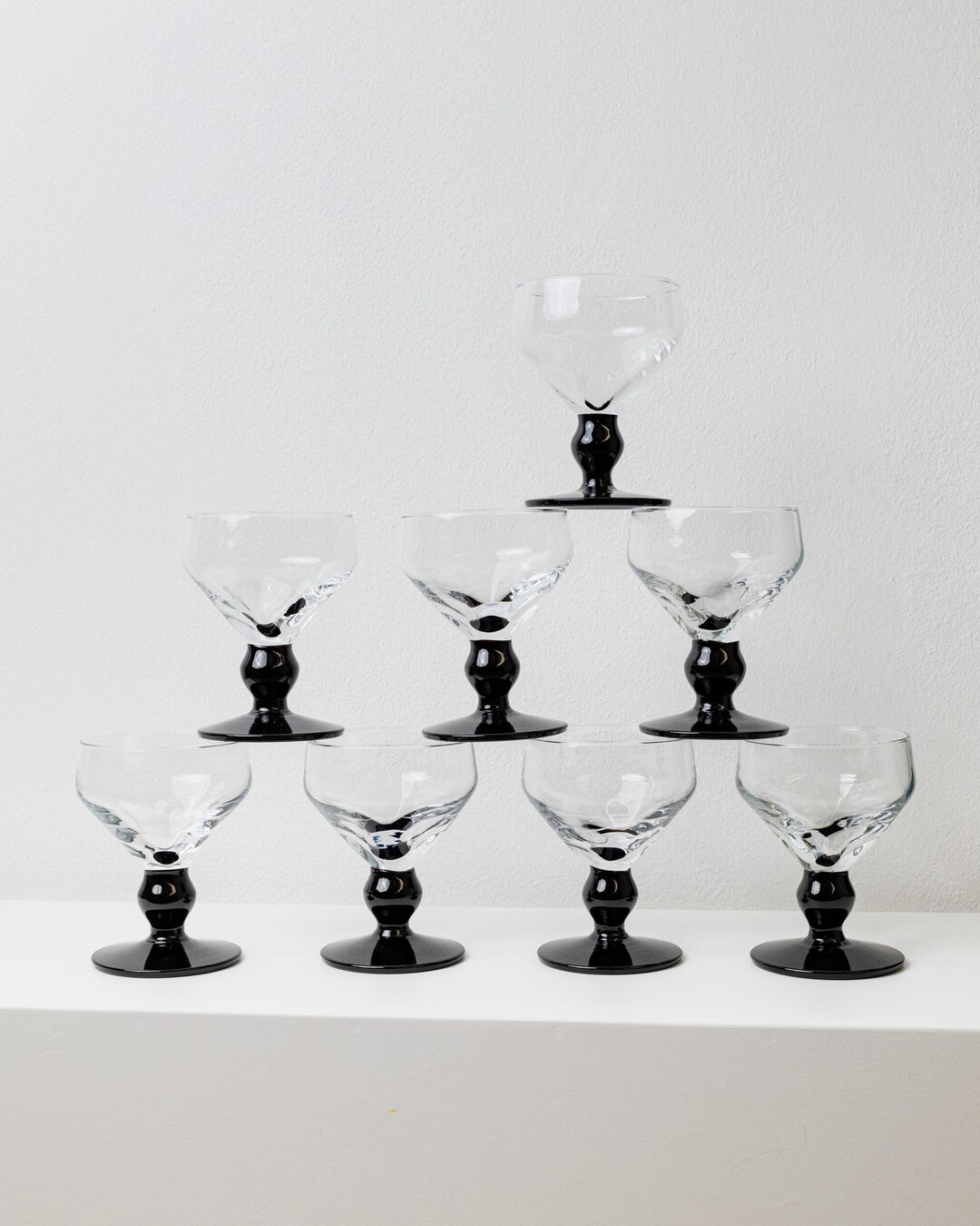 8 Retro Drinking Glasses – Ice Cream Cups, Postmodern Memphis Style ...