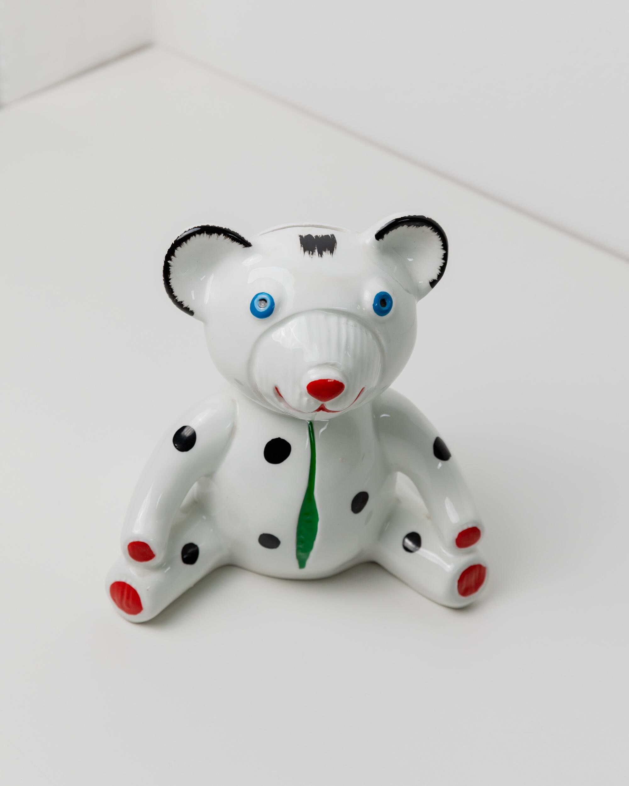 Vintage Ceramic Money Box in Teddy Bear Shape Colorful With Polka Dots ...