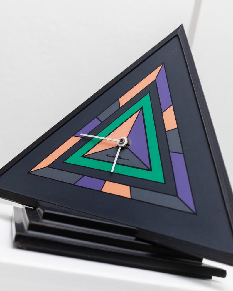 Vintage Triangular Stand Clock - Two-piece Pop Art Wall Clock ...