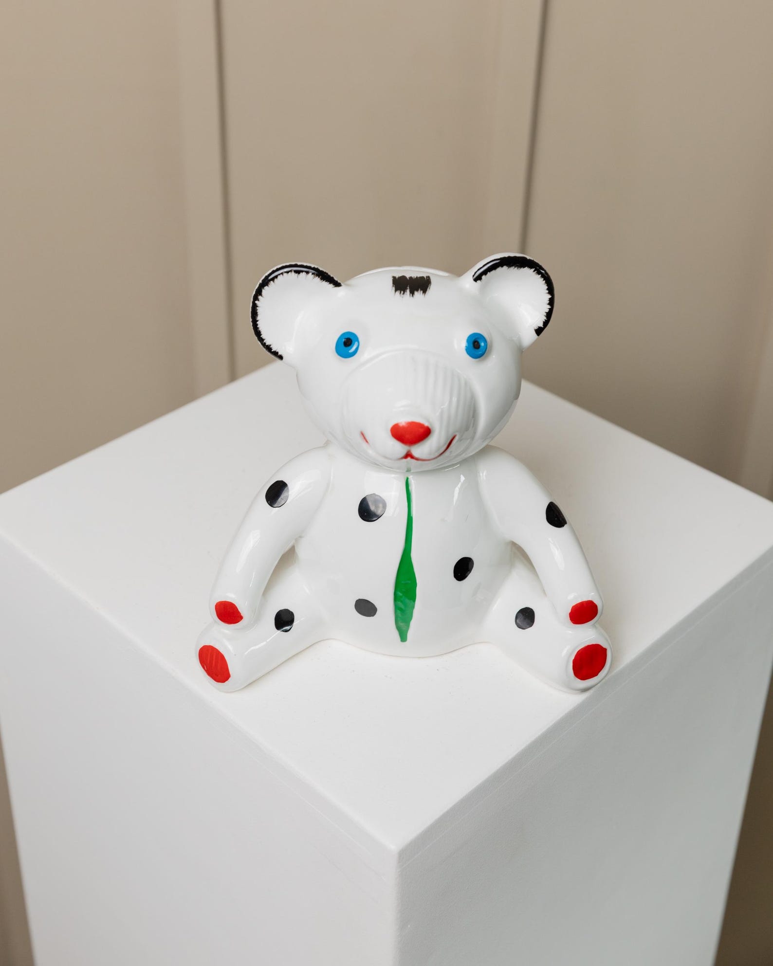Vintage Ceramic Money Box in Teddy Bear Shape Colorful With Polka Dots ...