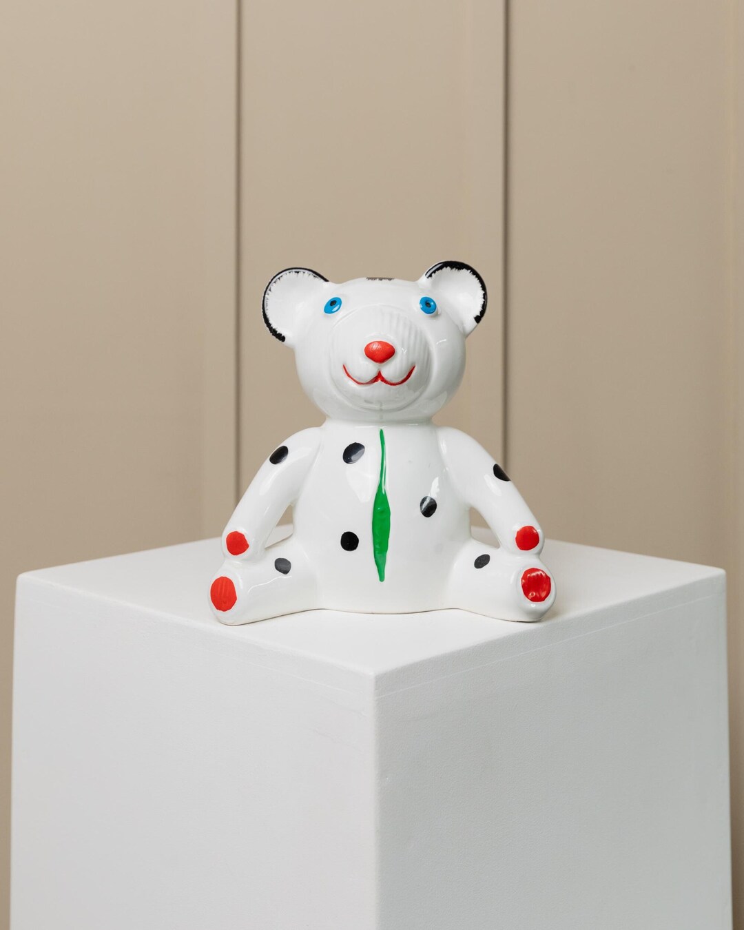 Vintage Ceramic Money Box in Teddy Bear Shape Colorful With Polka Dots ...