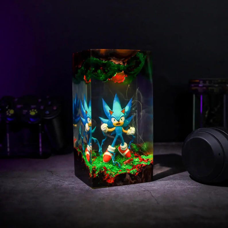 S.onic the Hedgehog Game Handmade Resin Lamp,diorama Resin Epoxy,epoxy ...