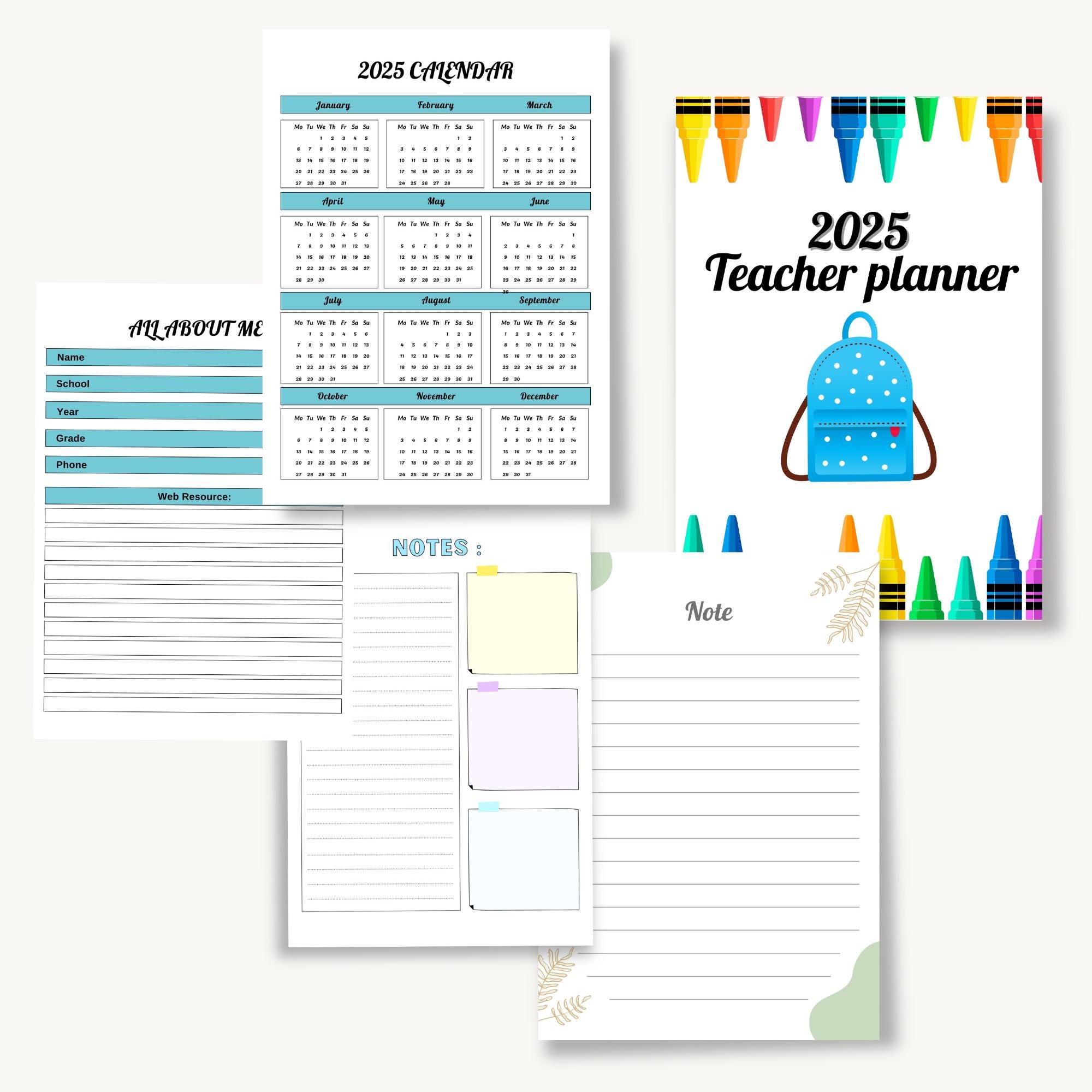 2025 Teacher Planner, Printable Teacher Planner, Digital Teacher ...