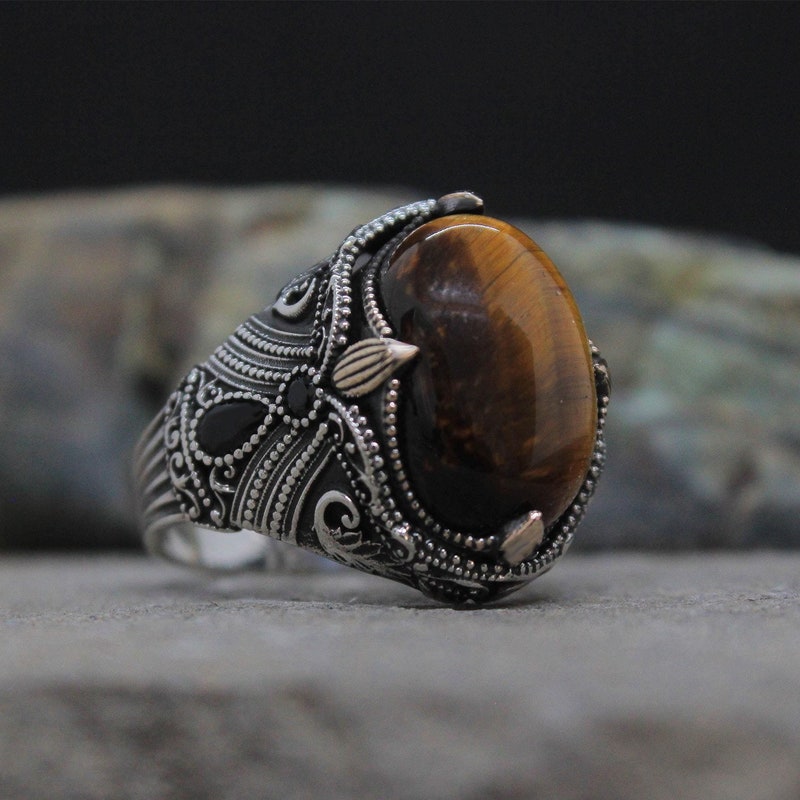 Tiger Eye Ring Men - Etsy