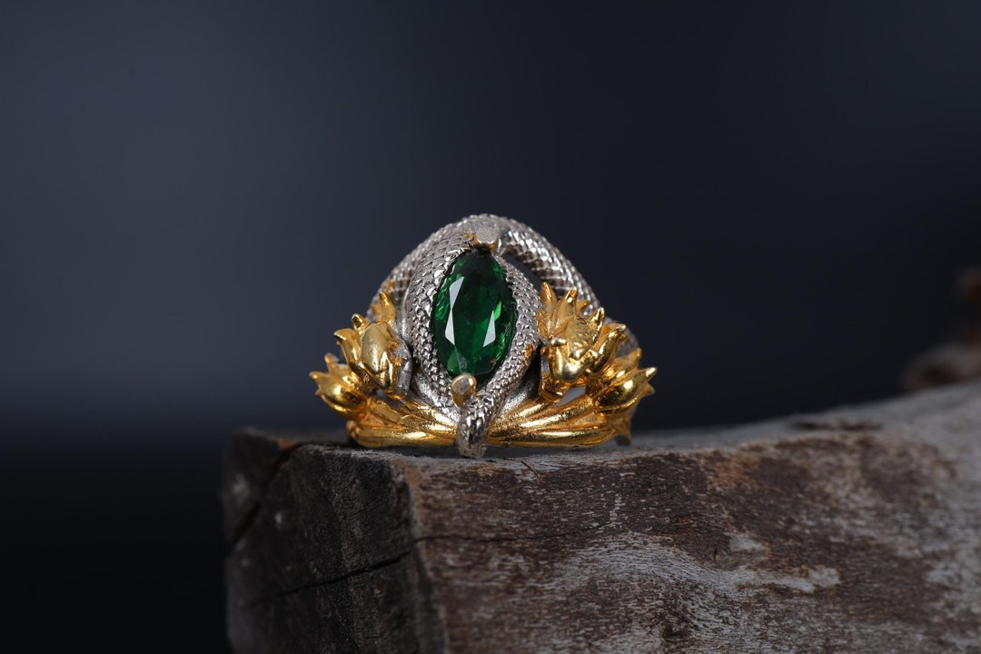 Dragon Eye With Dragons Ring, Ring of Barahir, Men Fantasy Ring ...