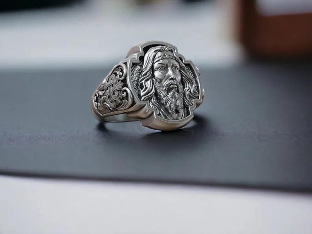 Jesus Christ Signet Ring: Crown of Thorns, Sterling Silver Religious ...