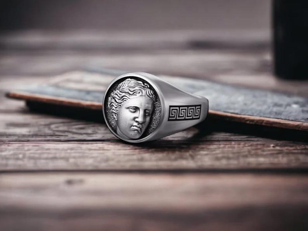 Goddess Face Signet Ring: Sterling Silver Greek Mythology Jewelry - Etsy