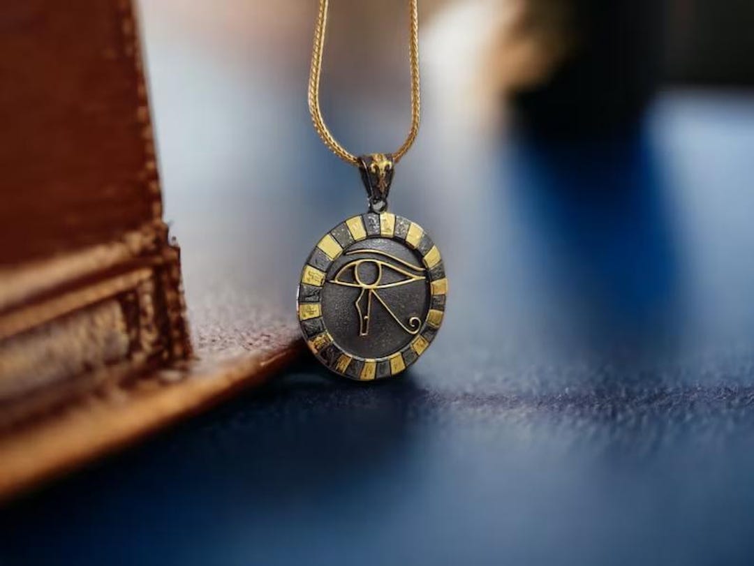 Gold Plated Eye of Ra Necklace, Egyptian God Necklace, Egyptian Jewelry ...