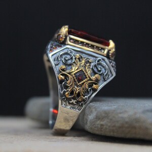 Edwardian Red Stone Men Ring, Large Boho Ring, Detailed Thumb Ring ...