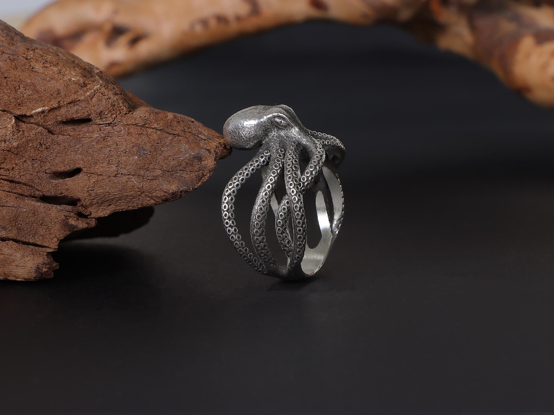 Men's Octopus Ring, Unique Nautical Jewelry Gift, Marine Life Ring for ...