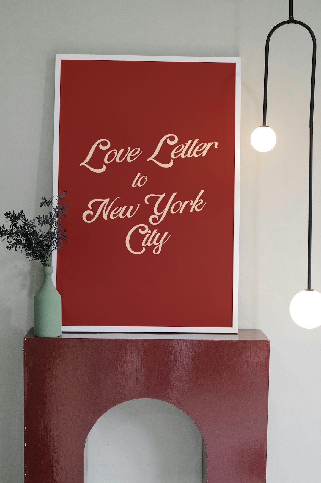 New York City Wall Art Love Letter to New York City Red Retro Vintage ...