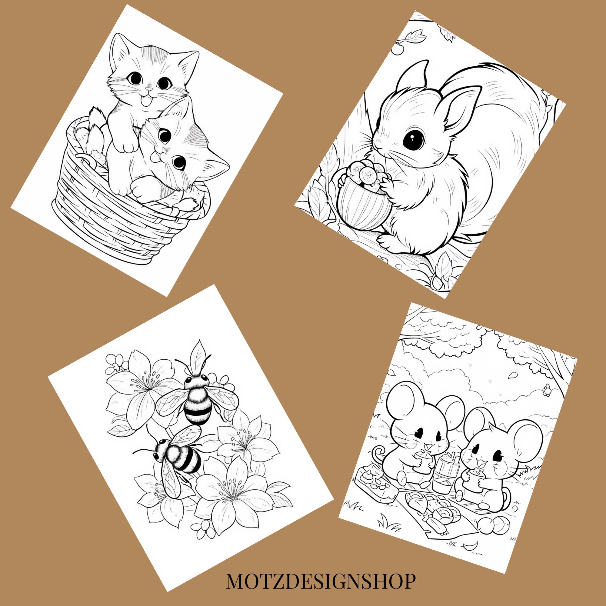 Cozy Illustrated Animal Colouring Book, Painting Activity Book ...