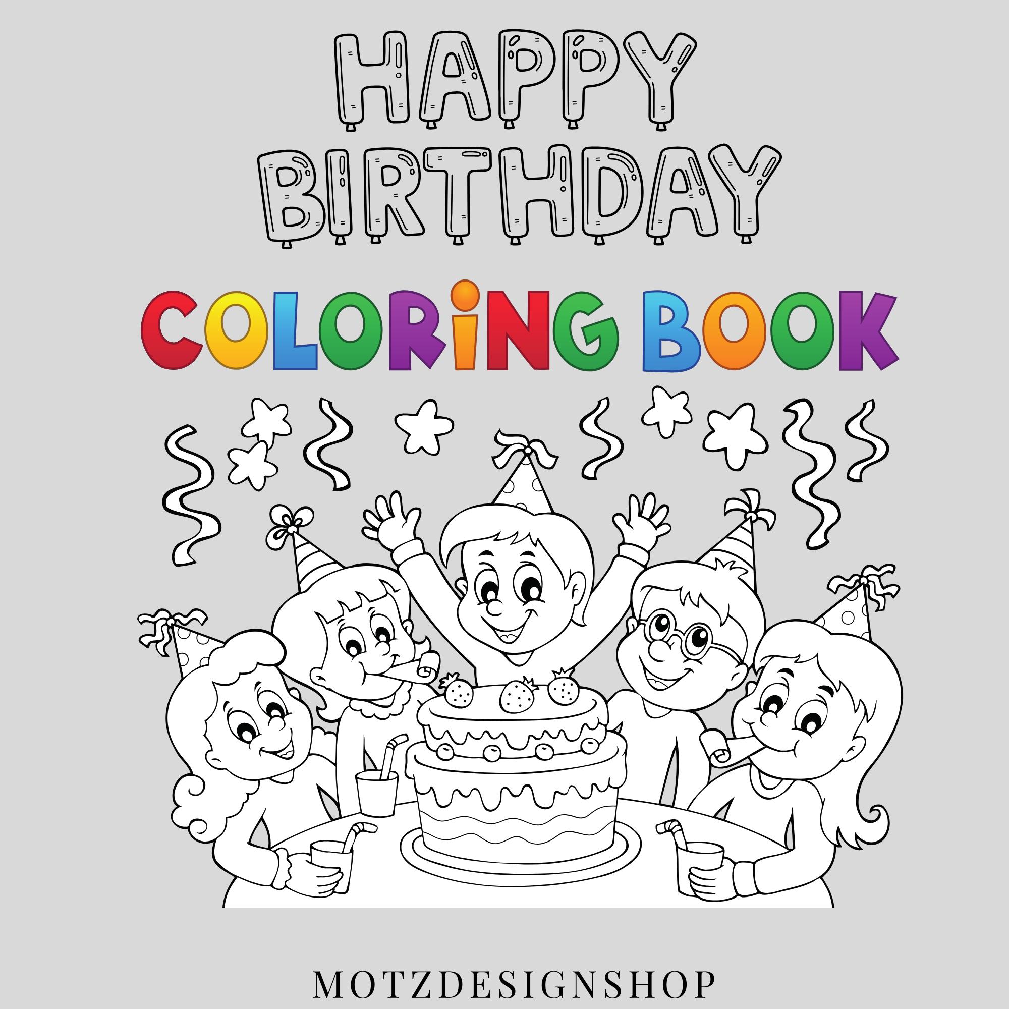 Birthday Coloring Book, Happy Birthday Art, Party Activity Book, Fun ...
