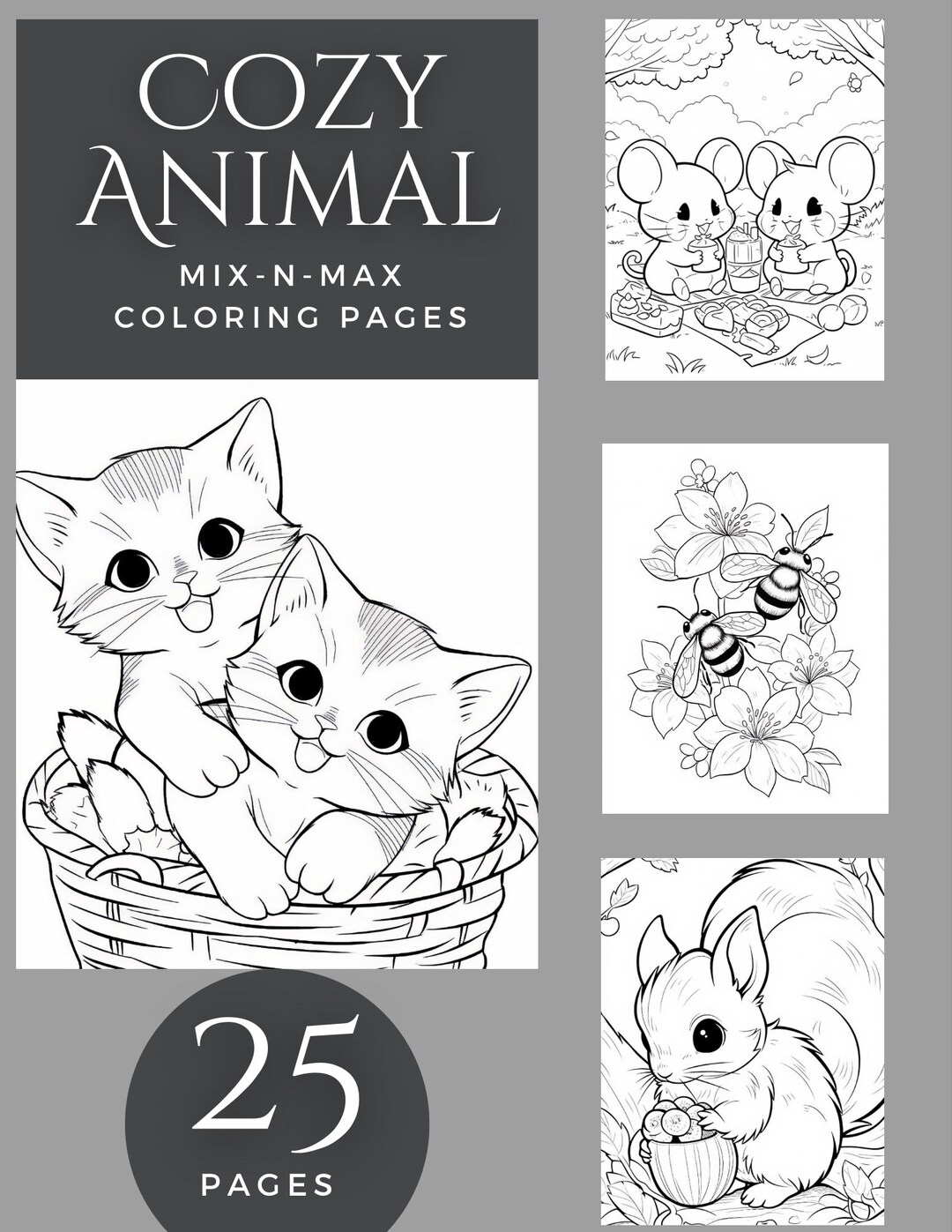 Cozy Illustrated Animal Colouring Book, Painting Activity Book ...