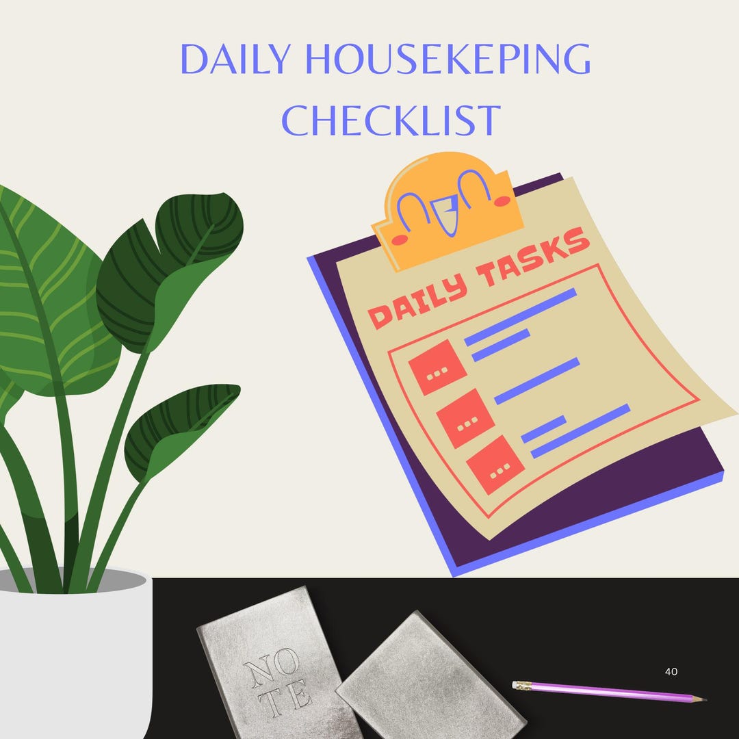 Cleaning Checklist, Daily Housekeeping Planner, Chore Checklist ...