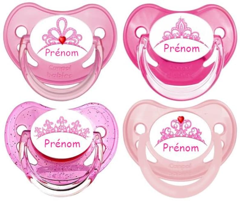 Set of 4 Personalized Princess Crown Baby Pacifiers With First Name ...