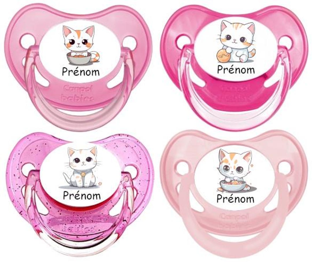 Set of 4 Personalized Baby Cat Pacifiers With First Name PAN004 - Etsy